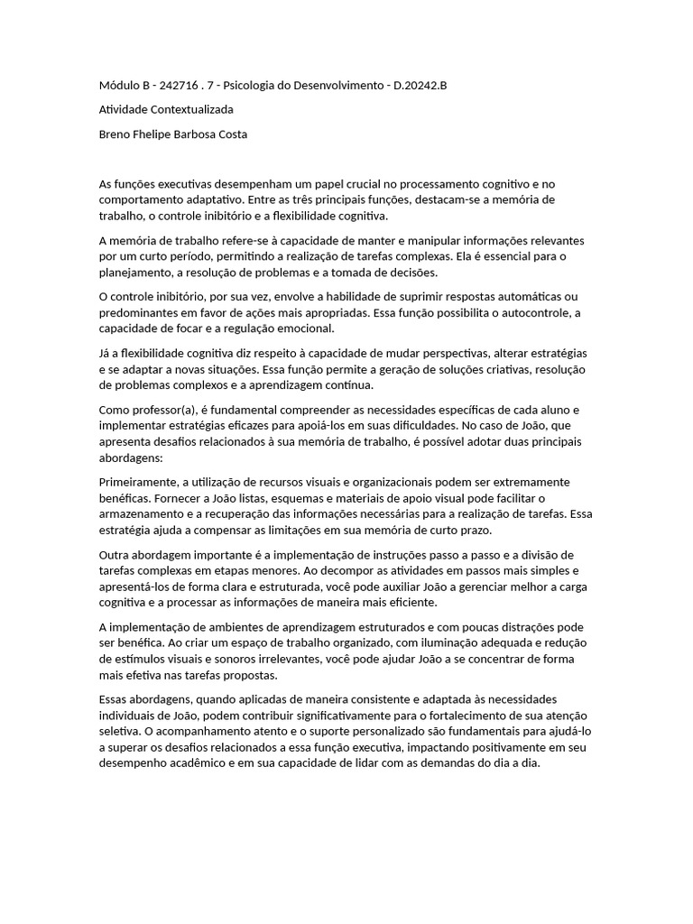 Módulo B Atividade Contextualizada | PDF