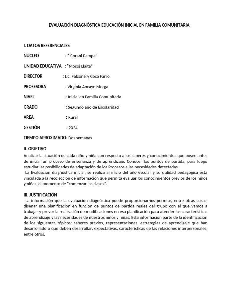 2°INICIALPLAN Y EVAL. DIAG (1) (1) | PDF