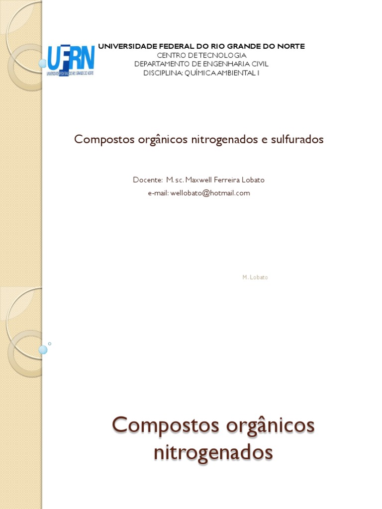 Aula 12 - Compostos Orgânicos Nitrogenados | PDF | Amina | Amida