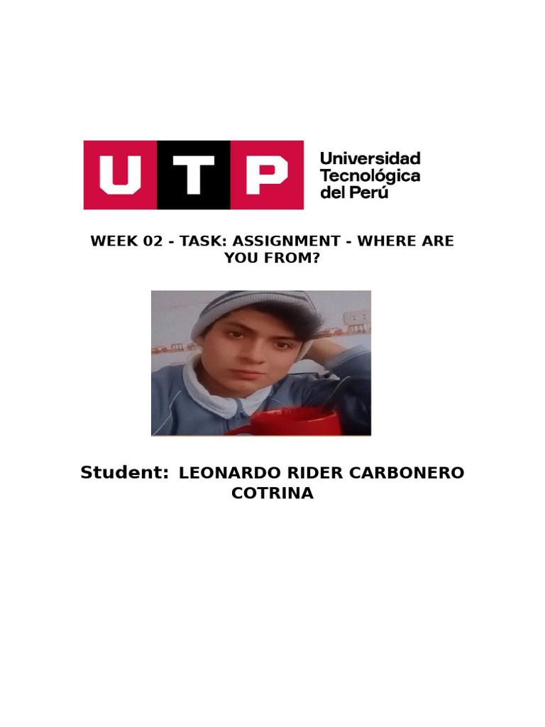 Week 02 - Task Assignment - Where Are You From | PDF