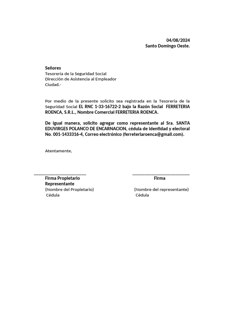 Carta para La Tss Roenca | PDF