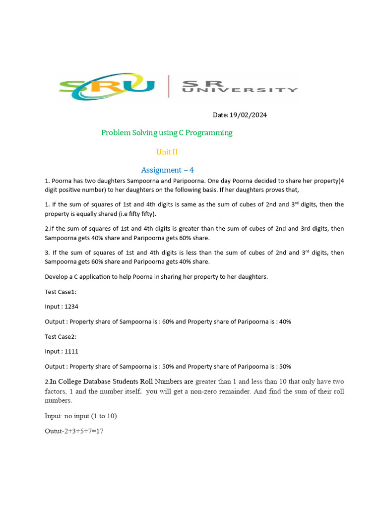 Assignment IV(Conditional Statements Unit II) | PDF