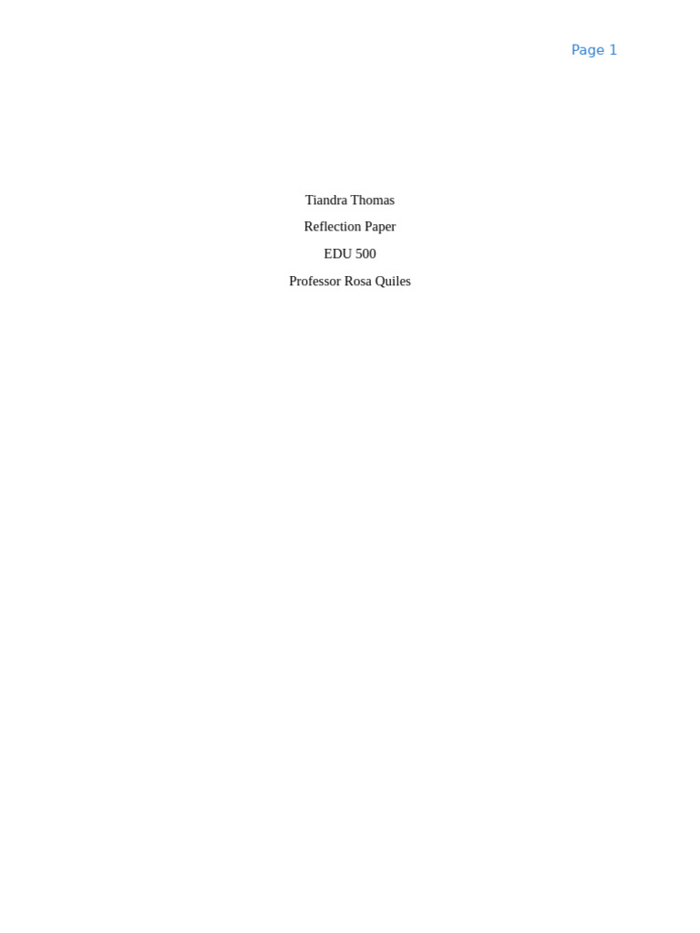 EDU 500 Reflection Paper | PDF