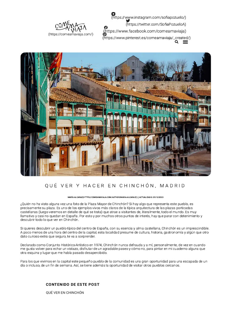 10 lugares que ver en Chinchón en un día + Mapa | PDF