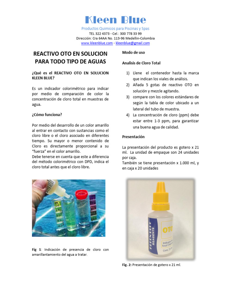 Ficha tecnica Reactivo OTO enl solucion | PDF