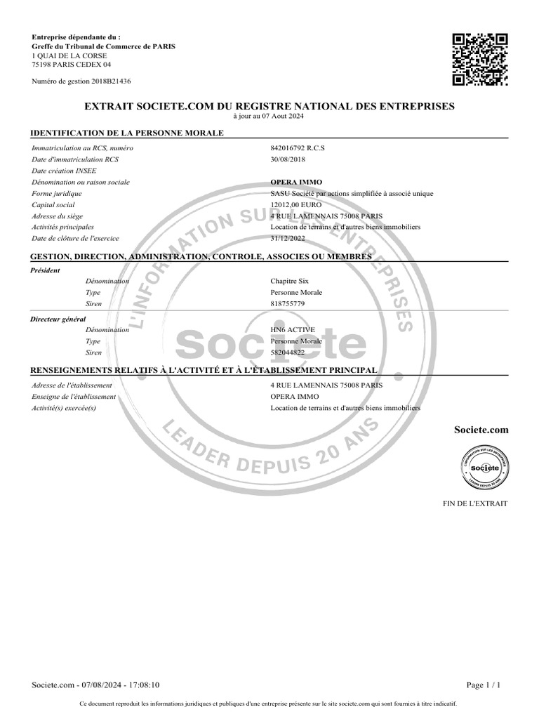 EXTRAIT-KBIS_OPERA_IMMO (1) | PDF