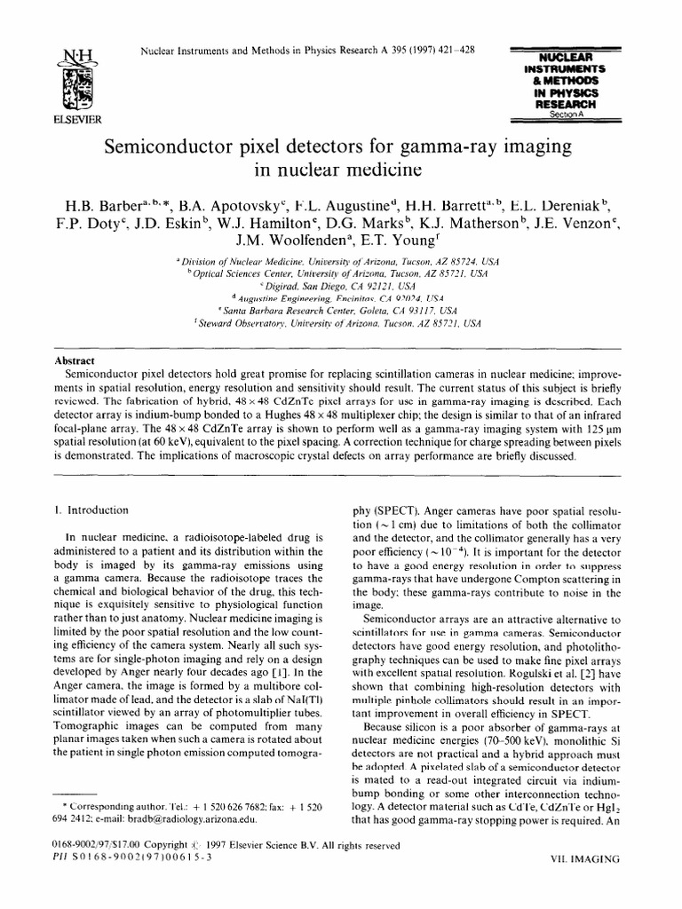 Semiconductor Pixel Detectors For Gamma-Ray Imaging in Nuclear Medicine | PDF