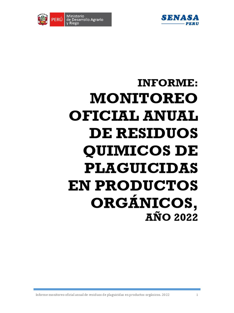 Informe Monitoreo Residuos Productos Orgánicos - 2022 | PDF