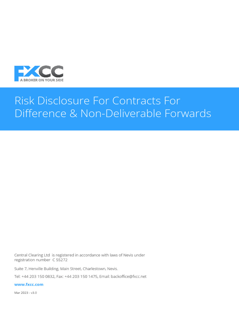 Risk Disclosure For CFDs | PDF