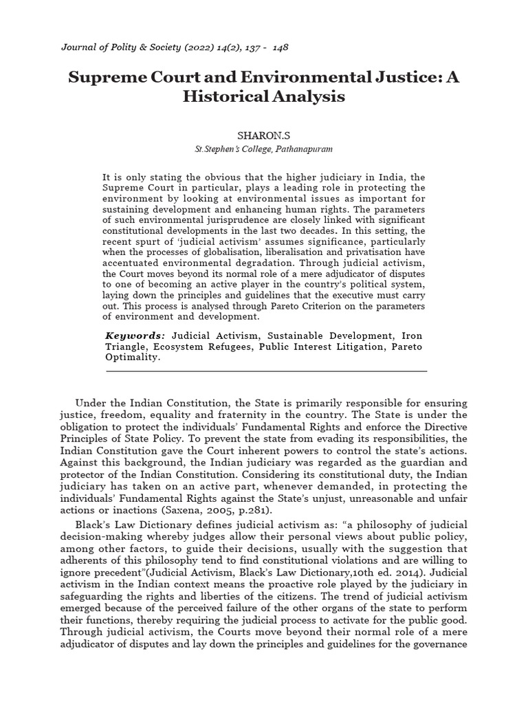 Supreme Court and Environmental Justice A Historical Analysis | PDF