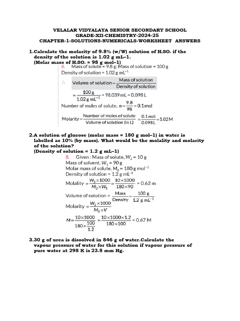 Solution Numericals | PDF