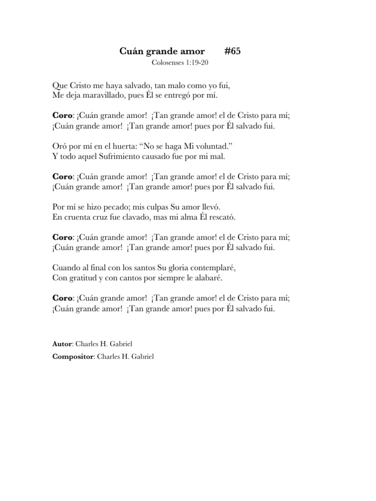 Cuán grande amor - letra | PDF