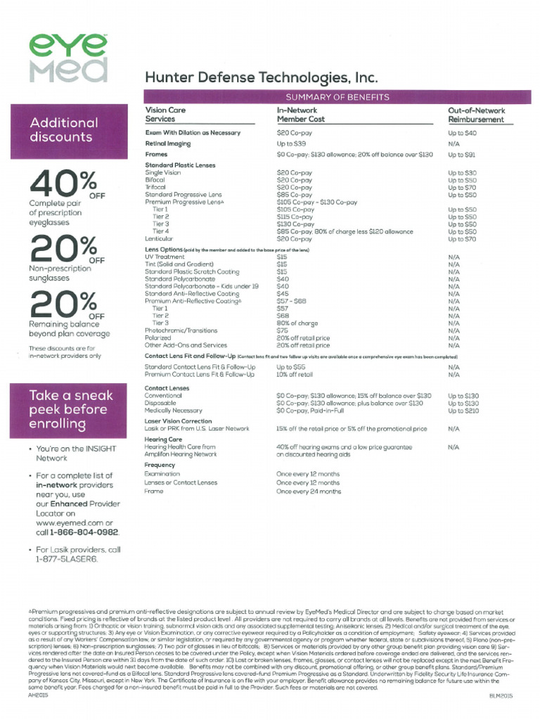 EyeMed Summary of Benefits | PDF