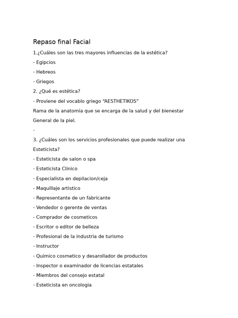 Repaso Final Facial | PDF
