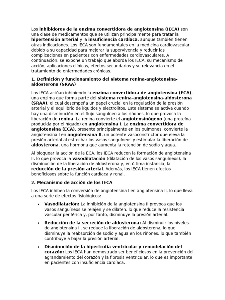 Los Inhibidores de La Enzima Convertidora de Angiotensina | PDF | Angiotensina | Especialidades ...