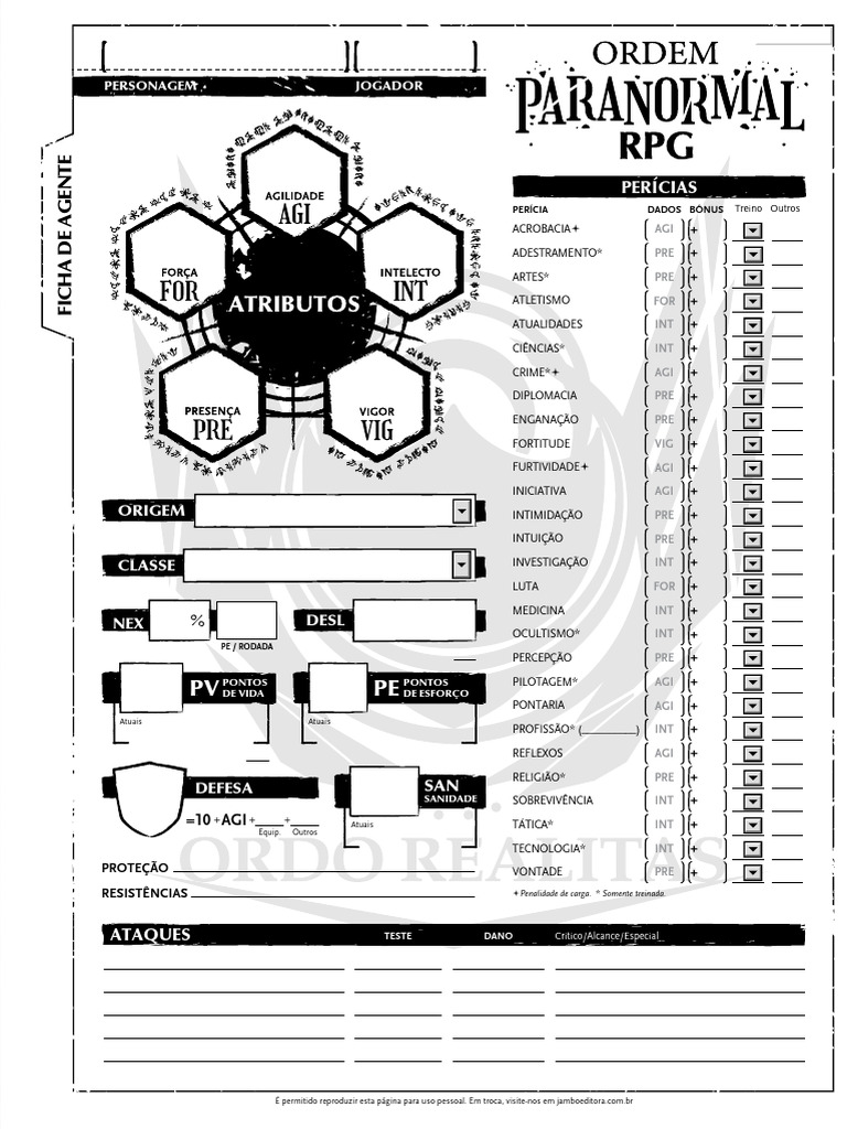Ficha OPRPG 1.0 - Teodoro Ou Dante DMC | PDF