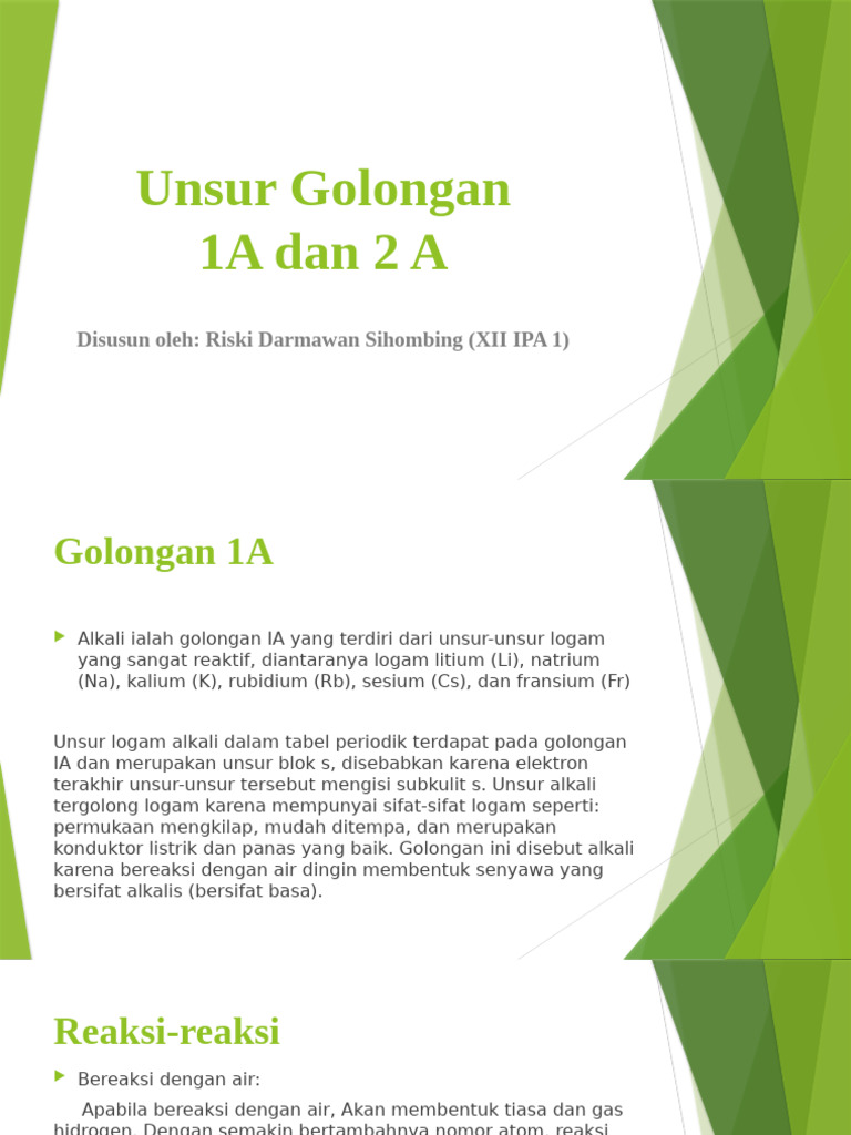 Riski Darmawan (XII IPA 1) Unsur Gol. 1a Dan 2a | PDF