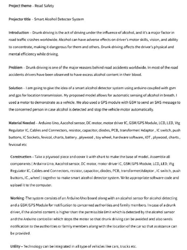 Smart Alcohol Detector System | PDF | Sensor | Technology & Engineering
