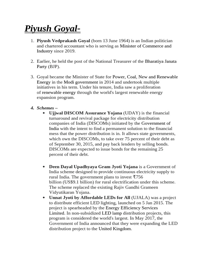 Piyush Goyal (yOUTH pARLIAMENT) | PDF