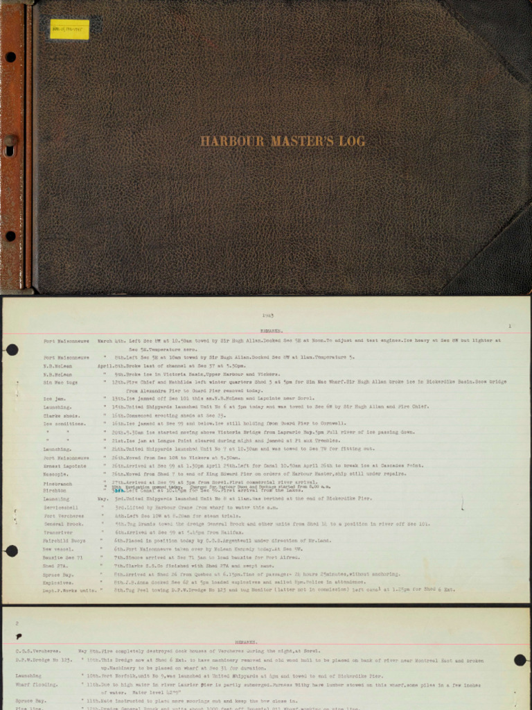 Harbour master log book & shipping_1943 | PDF