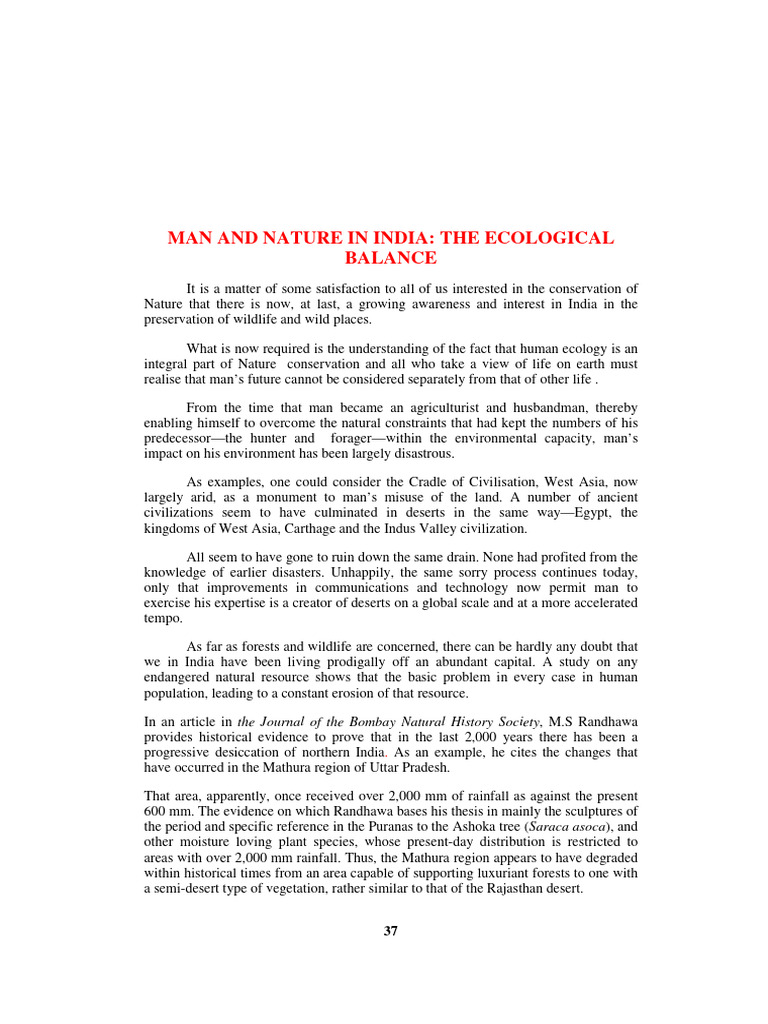 Salim Ali - Man and Nature in India | PDF