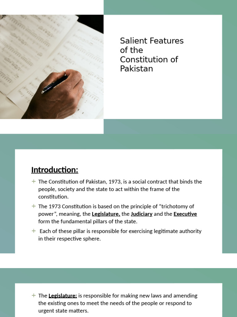 Salient Features of Pakistan's Constitution | PDF