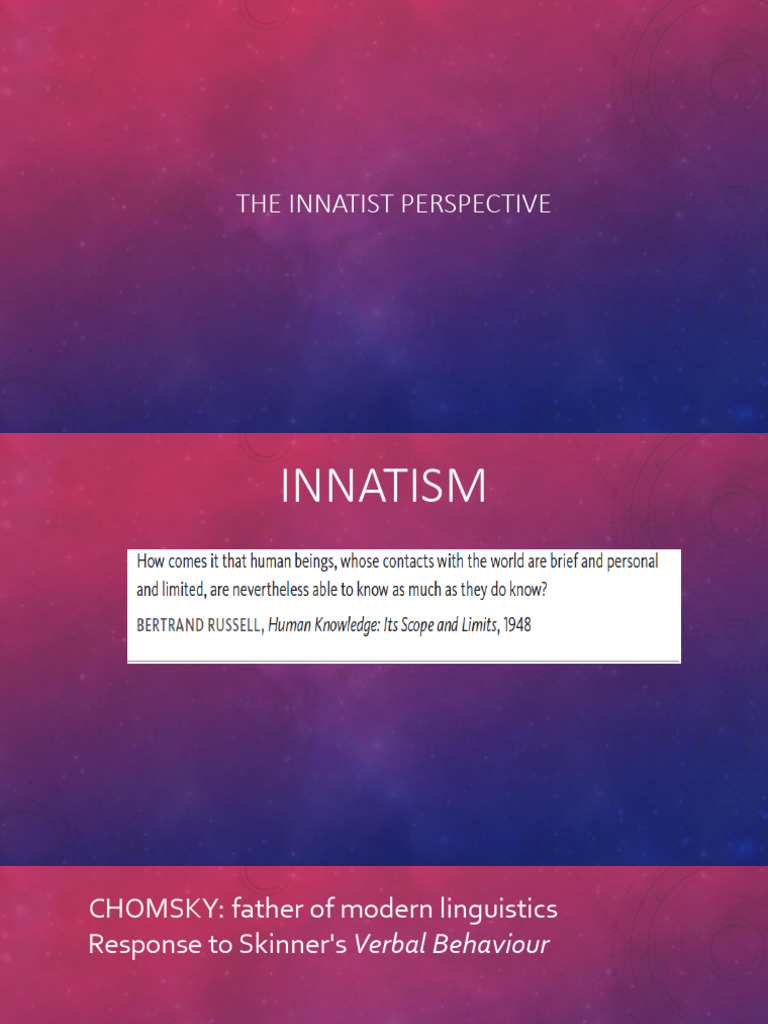 Explainig First Language Acquisition - Innatism 2024 | PDF