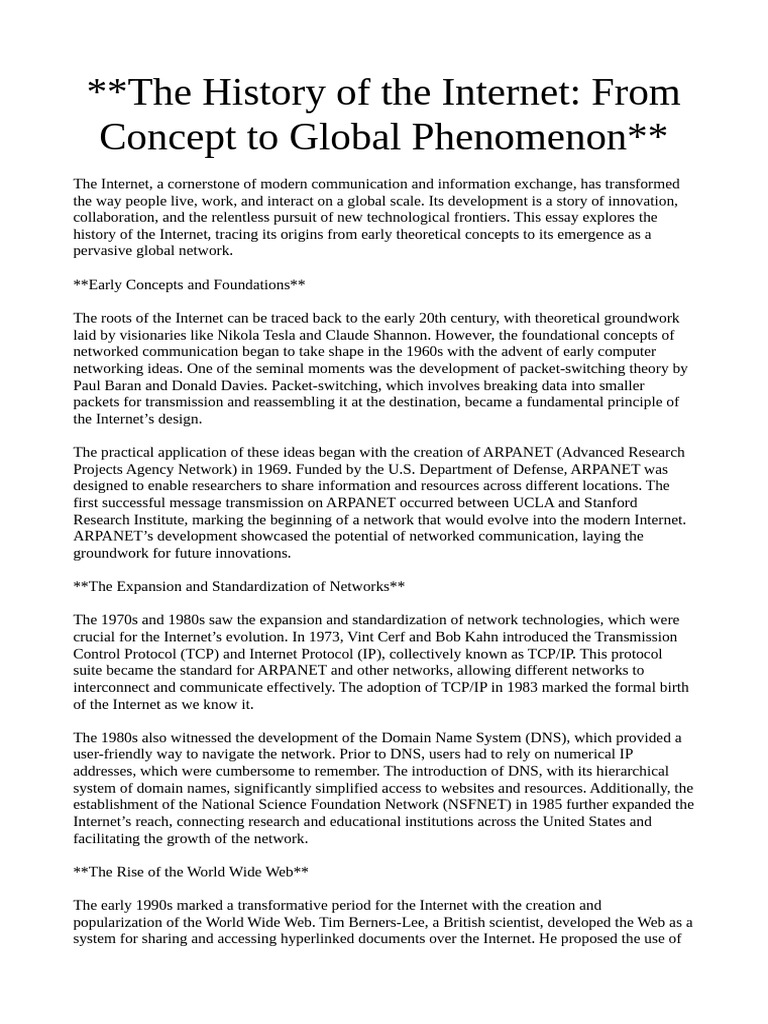 Internet History: From ARPANET to Today | PDF | Internet | World Wide Web