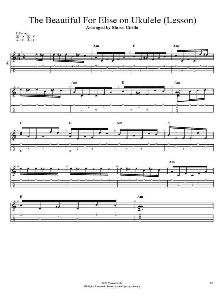 The Beautiful For Elise On Ukulele | PDF