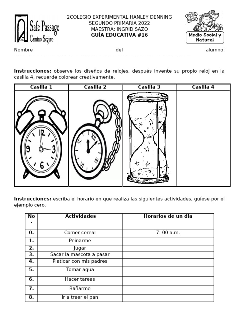 el reloj y la hora | PDF