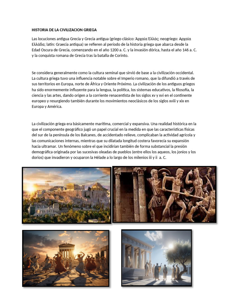 Historia de La Civilizacion Griega | PDF