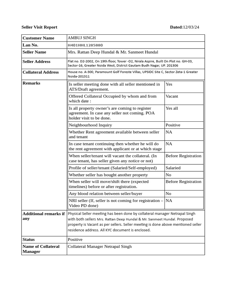 Seller Meeting - Ambuj Singh | PDF