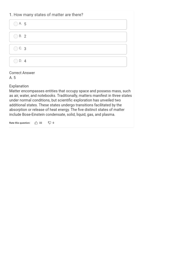 State of Matter Trivia Quiz for 7th Grade - Trivia & Questions | PDF