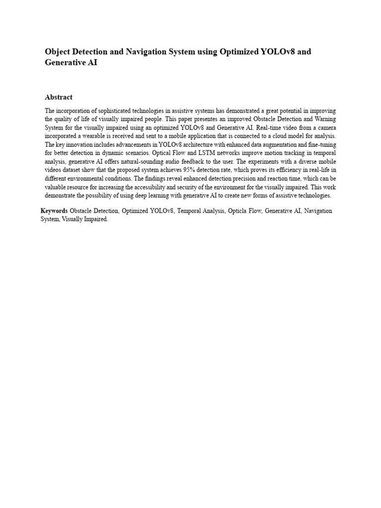 Route Detection and Navigation System Using Optimized YOLOv8 | PDF ...