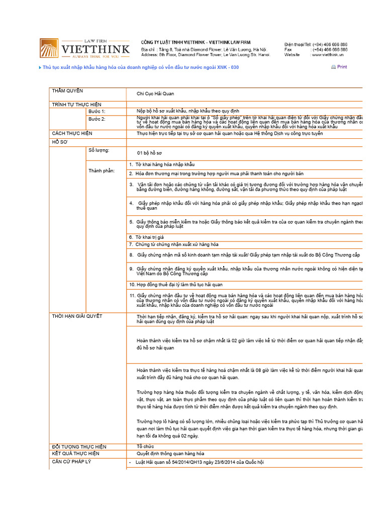 - Thủ tục xuất nhập khẩu hàng hóa của doanh nghiệp có vốn đầu tư nước ngoài XNK | PDF