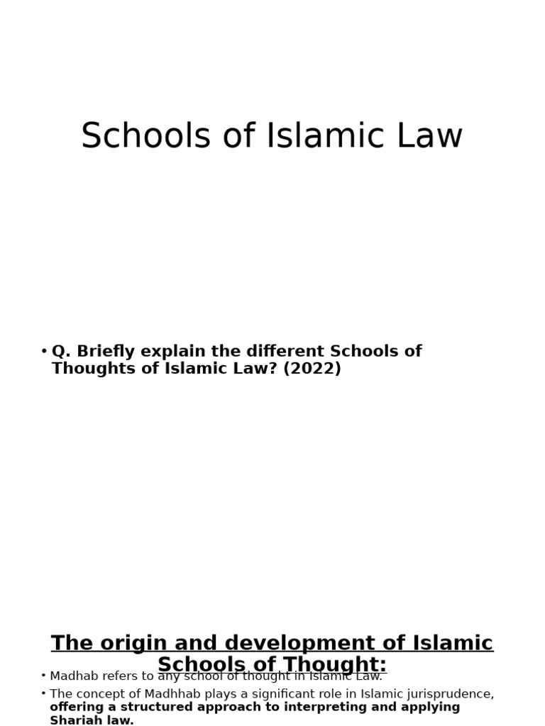 Schools of Islamic Law | PDF