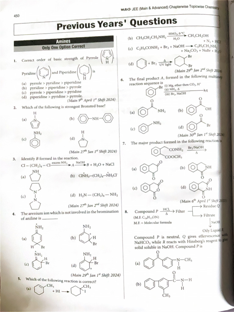 Amines PYQ's | PDF