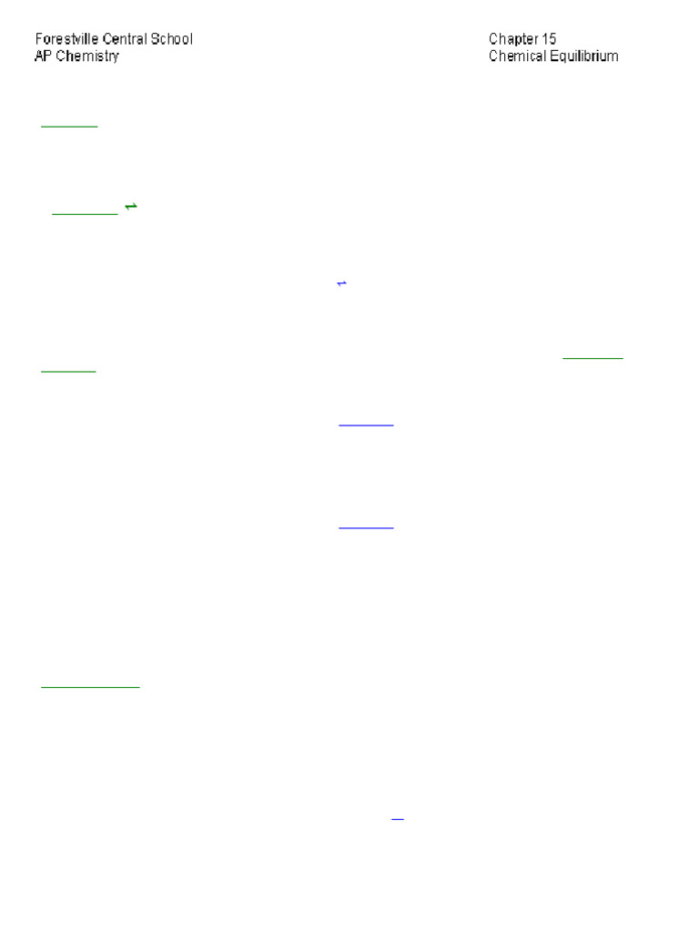 Equilibrium Chapter Summary | PDF | Chemical Equilibrium | Chemical ...
