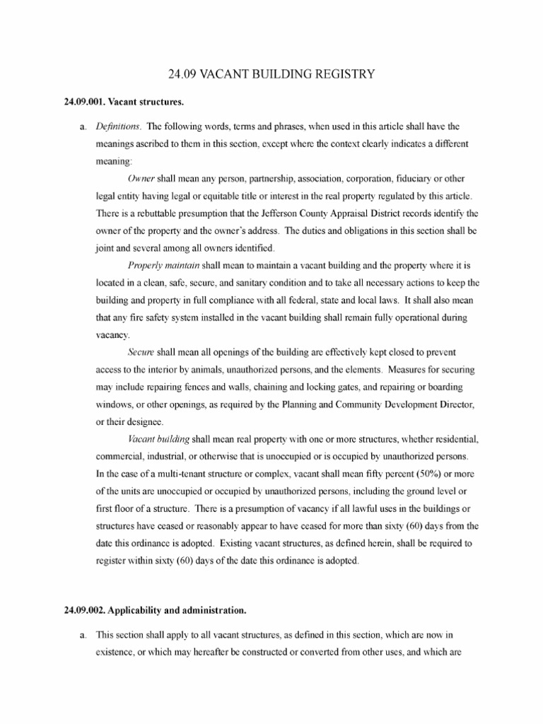 Vacant Building Registry | PDF