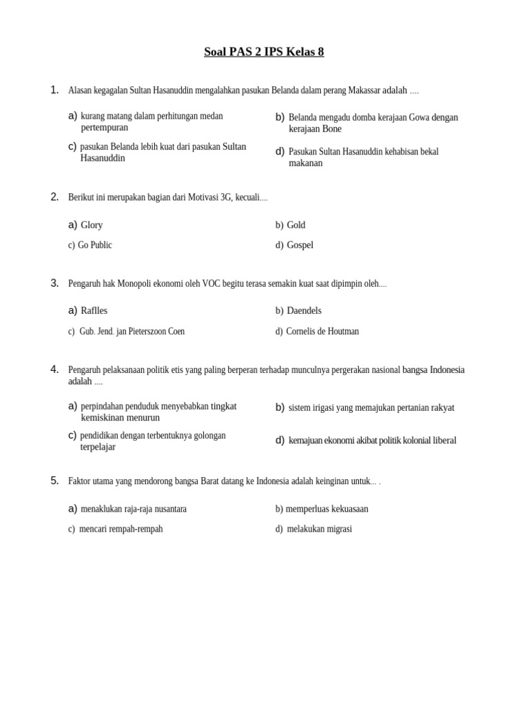 Soal PAS 2 IPS Kelas 8 Kurmer | PDF