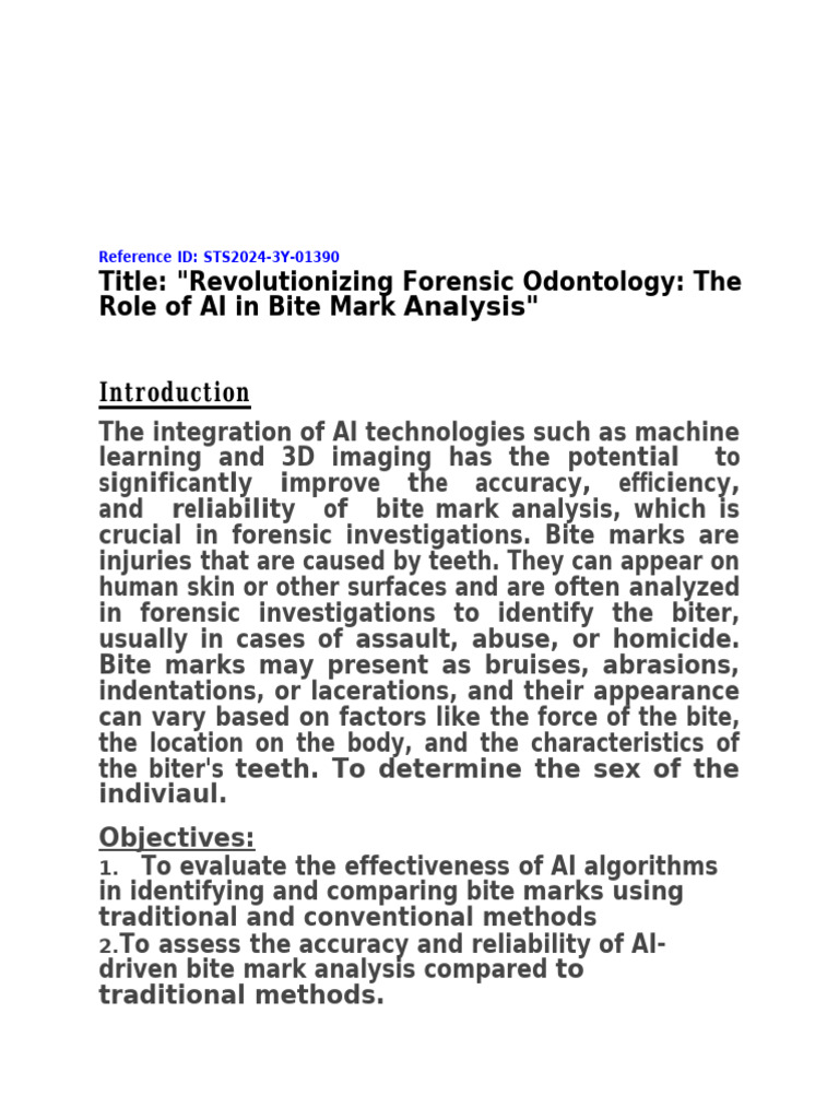 Title: "Revolutionizing Forensic Odontology: The Role of AI in Bite ...