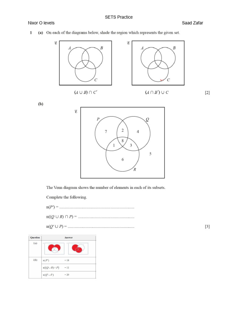 Sets and Venn Diagrams Homework 3 | PDF