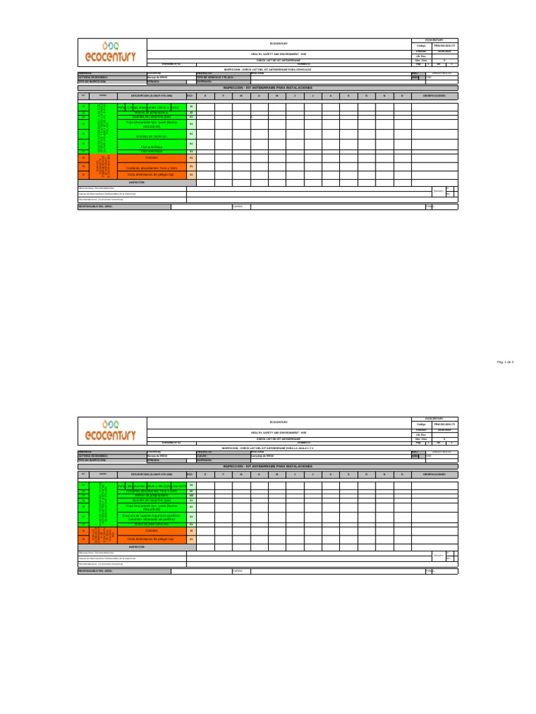 FRM-SIG-MJU-070 Formato Checklist de Kit Antiderrame - Estación de Emergencia | PDF
