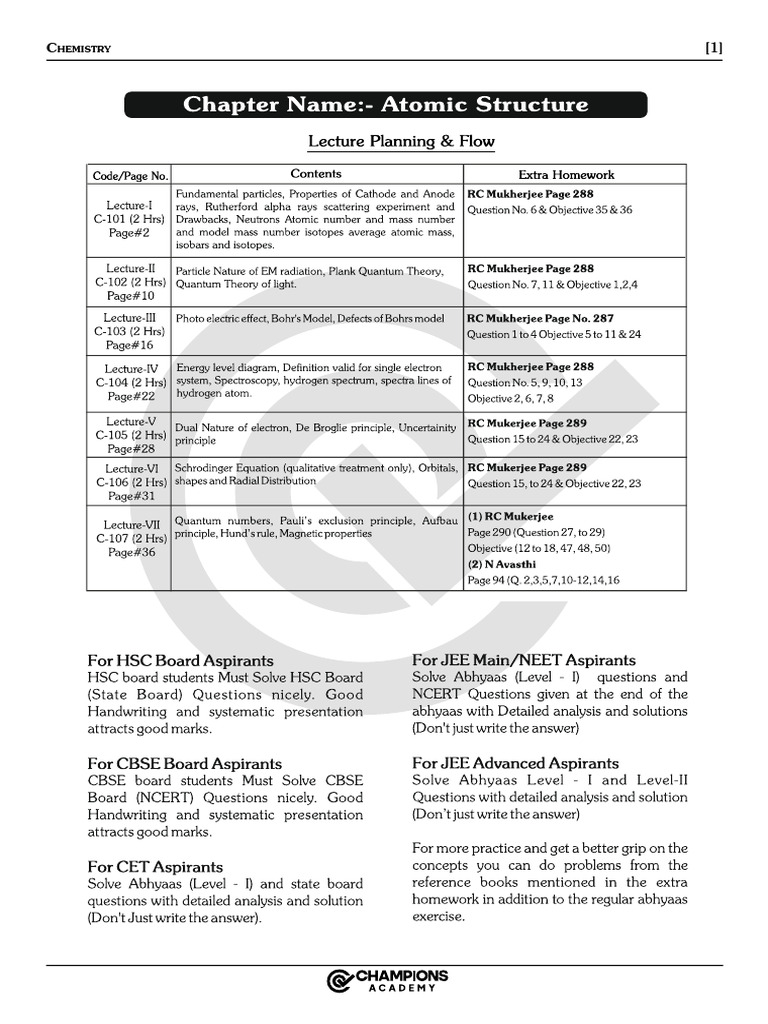C - Atomic Structure - 29925495 | PDF