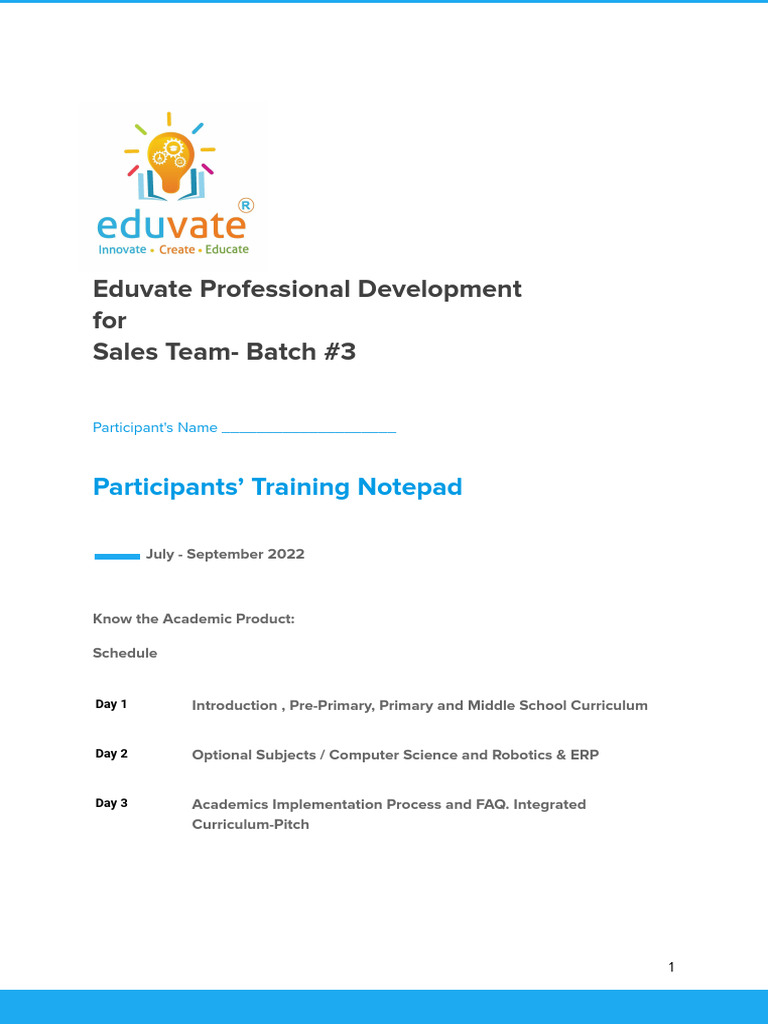 Batch 3 Sales Team Training - Training Note Pad - Final | PDF ...