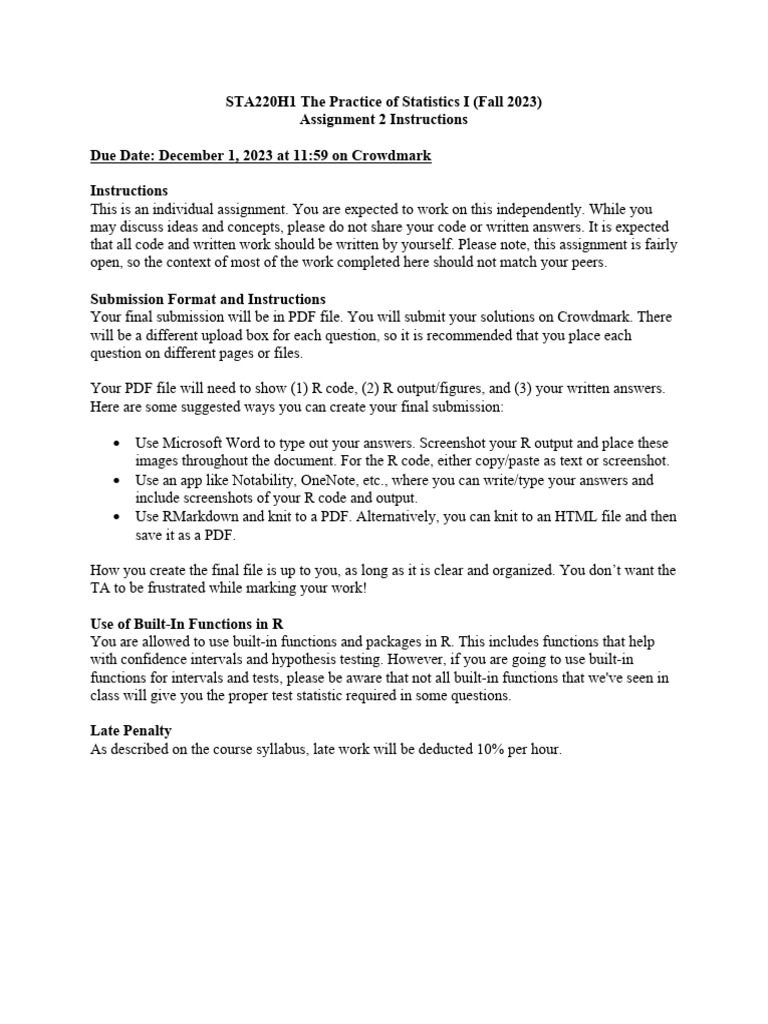 Assignment 2 Instructions | PDF