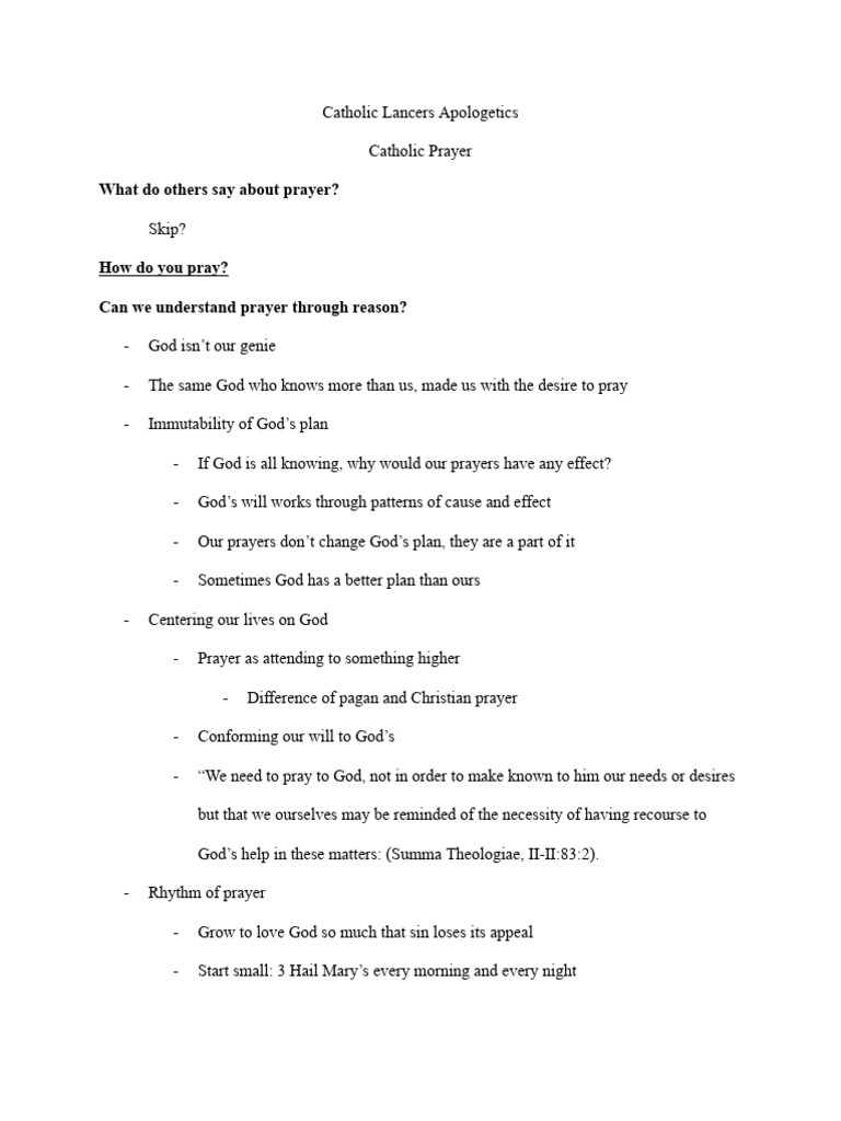 Apologetics 10. Catholic Prayer | PDF | Prayer | Religious Belief And ...