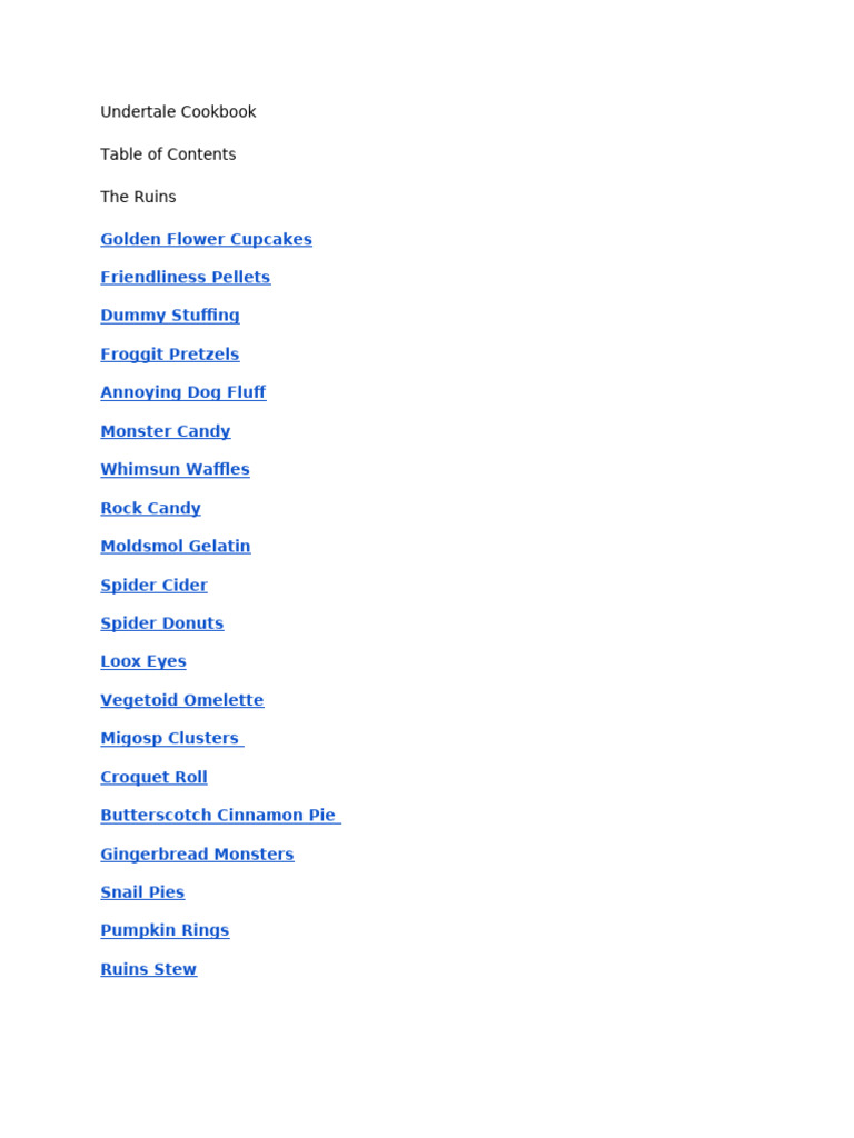 Undertale Cookbook | PDF