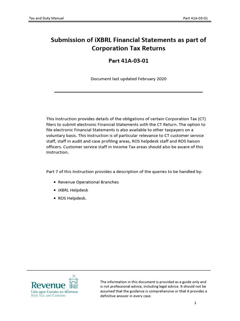 IE Submission of iXBRL Financial Statements With Corporation Tax ...
