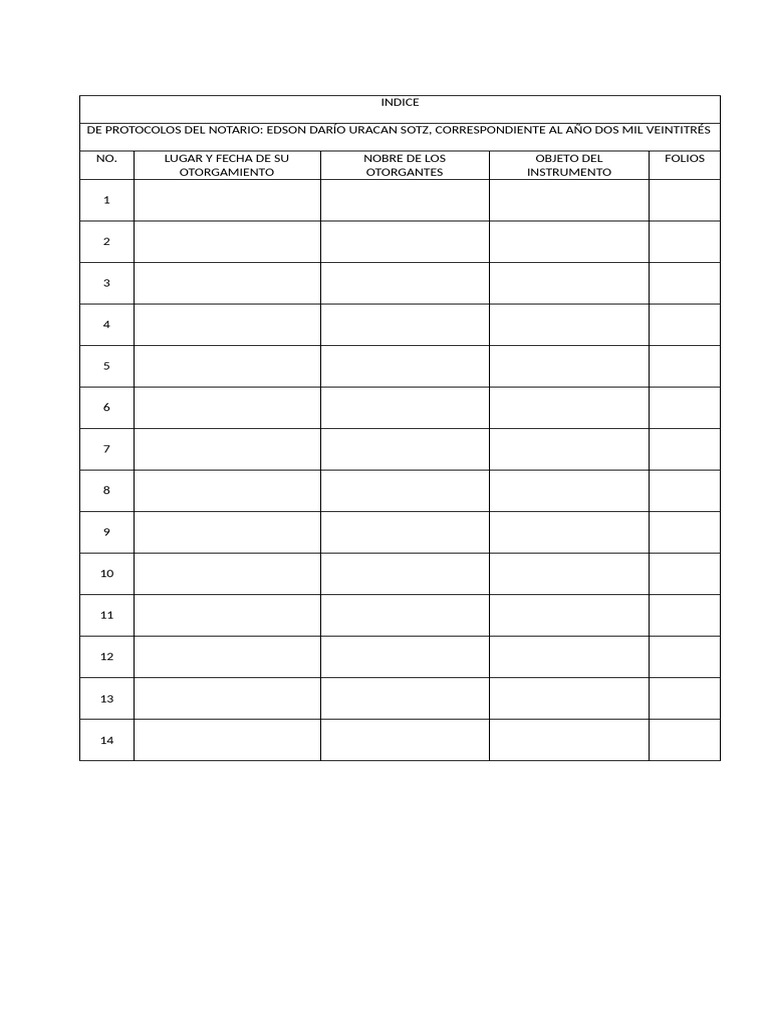 Indice de Protocolo | PDF